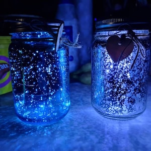 Light up Jar hand Painted Glass Night Light-sparkle Light Firefly Jar ...