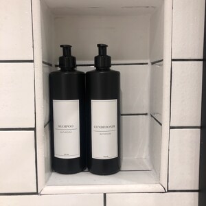 Matt Black Minimal White Label Shampoo and Conditioner Pump Bottles ...