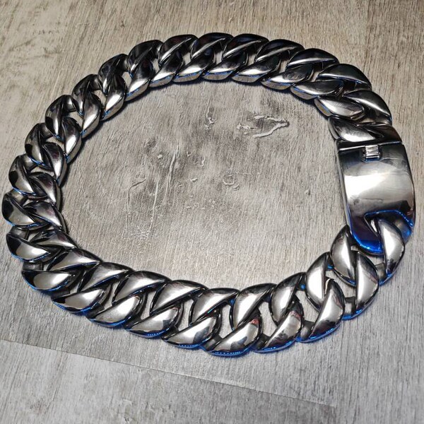 32mm Silver Cuban Curb Chain Necklace, Chunky Stainless Steel Chain ...