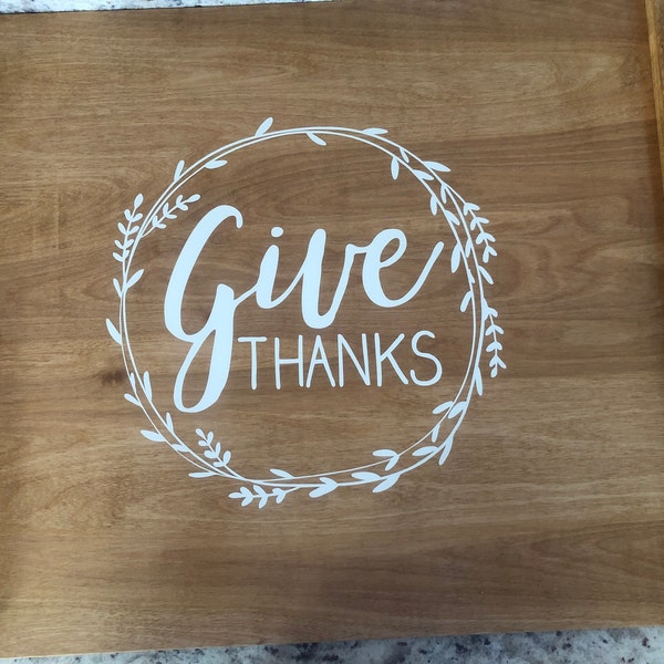 Give Thanks Vinyl Stencil, Give Thanks Vinyl Decal, Leaf Wreath, Vinyl ...
