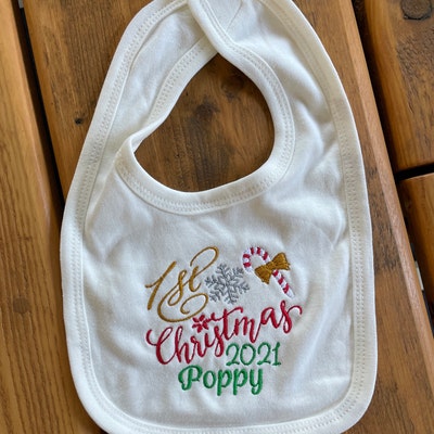Personalised My First Christmas Embroidered Baby Bib - Etsy UK