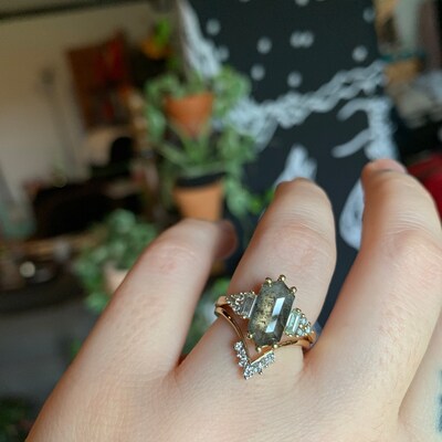 Deep Chevron V Wedding Band 14K Gold and Diamond Stackable - Etsy