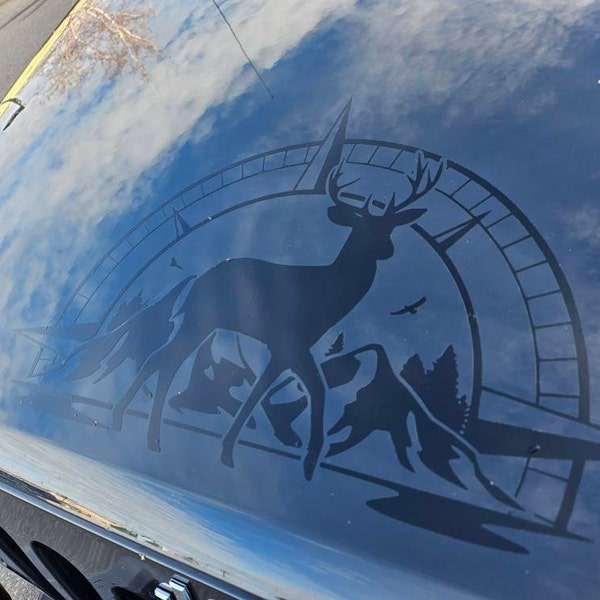 Compass Vinyl Decal Mountain Illustration | Compass Vinyl Decal for RV ...