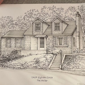 Custom House Drawing From Photo Hand Drawn House Portrait Home Portrait ...