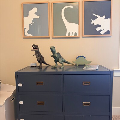 Dino Blue Wall Art, Navy Blue Printables, Dinosaur Set 3 Printable ...