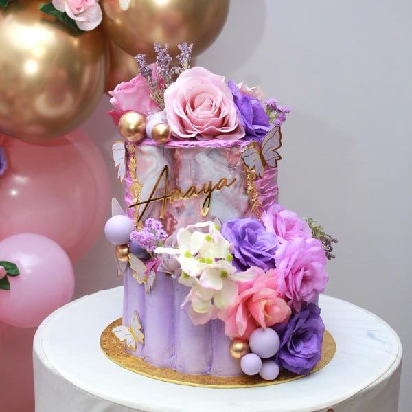 Cake Charm | Acrylic Cake Accessory | Wedding Name | Gold Name Plate ...