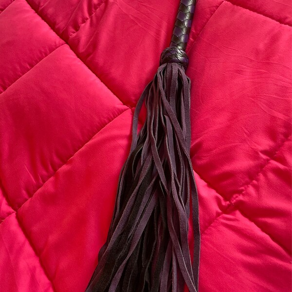 Real Genuine Cow Hide Suede Leather Flogger 50 Falls Purple & Black ...