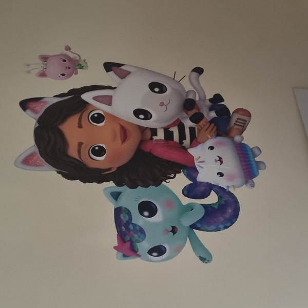 Gabby's Dollhouse Wall Sticker - Gabby and Friends Sat Down Wall Art ...