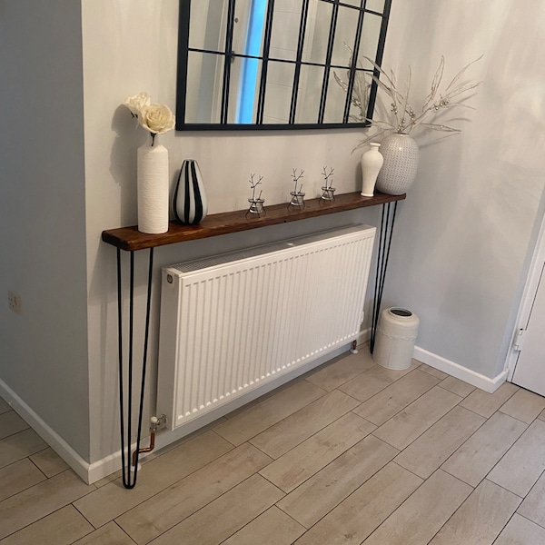 Rustic Radiator Cover With Hairpin Legs | Radiator Shelf - Etsy UK