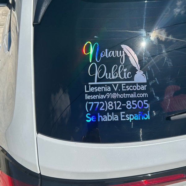 Mobile Notary Public Decal| Decals for Notaries| Professional Car ...