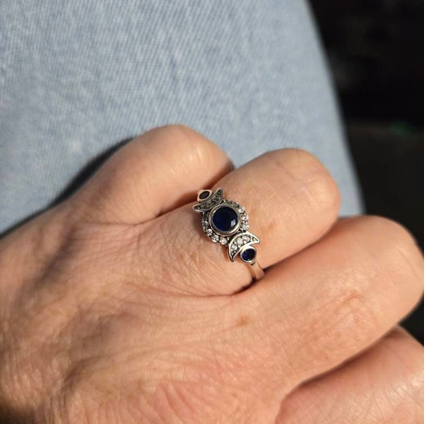 Celestial Moon Phase Fire Opal Ring - Blue or White - Sizes 7 and 8 - Etsy