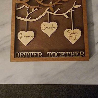 Family Tree Hanging Heart 3D Wall Hanging Decoration or Gift With Stand ...