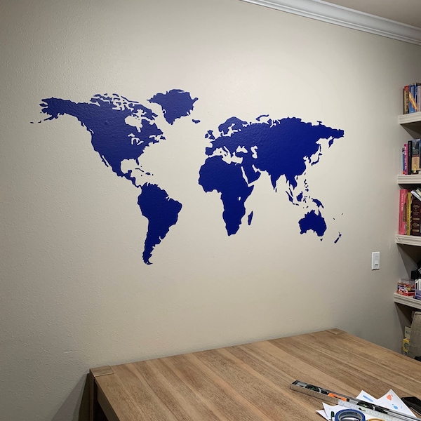 World Map Wall Decal - Map of the World - Removable Map Wall Decal ...