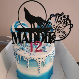 Custom Wolf Cake Topper, Howling Wolf Moon Cake Topper, Wolf Party ...