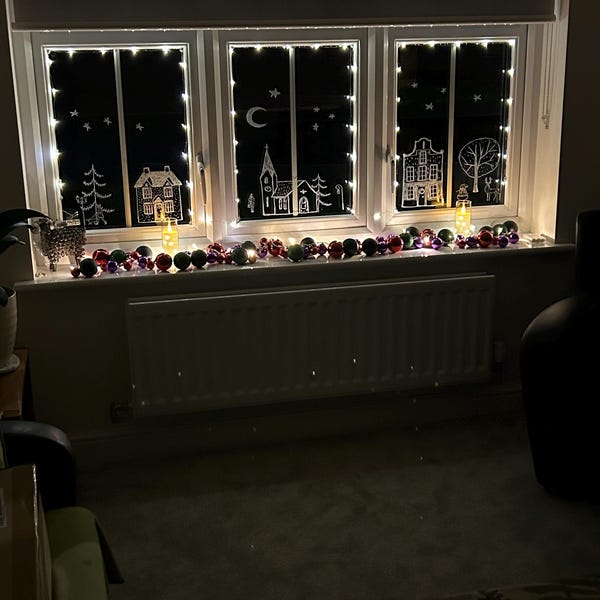 White Christmas Village Window Decal Stickers - Hand Drawn Xmas Winter ...