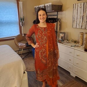 Peach Salwar Kameez Georgette Silk With Heavy Embroidery Work - Etsy