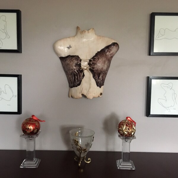Life Size Torso Sculpture L– Ceramic Corset – Handmade Clay Plaster ...
