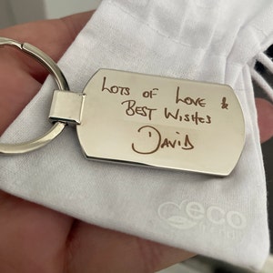 Personalised Key Ring With Handwriting Engraved, Actual Handwriting ...