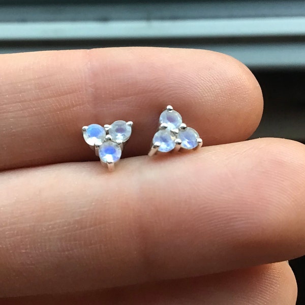 Moonstone Earrings, Tiny Earrings, Gold Moonstone Studs, Dainty ...