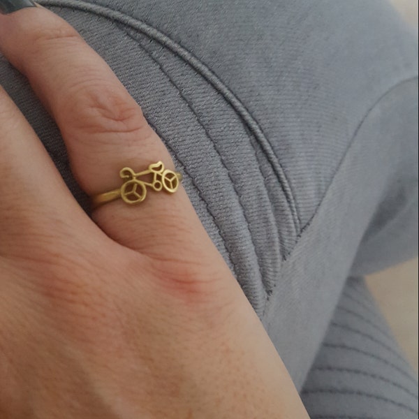 Bicycle Ring, Bike Ring, Boho Ring, Cute Ring, Gold Ring, Little Ring ...