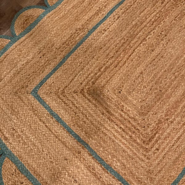 Natural Scalloped Jute Rug, Black & White Scallop Jute Rug, Bohemian ...