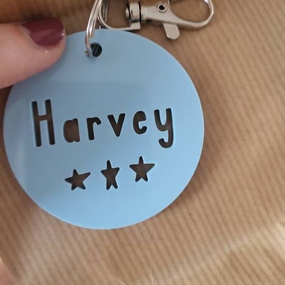 Round Acrylic Personalised Name Keyring - Etsy UK
