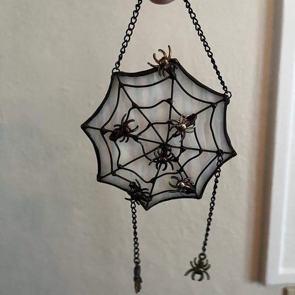 Spider Web Stained Glass Suncatcher – Spooky Halloween Window ...