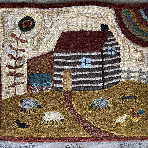 Rug Hooking PATTERN, This is the Day, 33 X 63, Log Cabin, Hooked Rug ...
