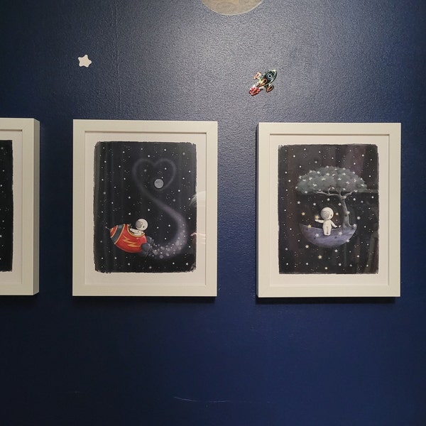 Space Themed Nursery Wall Art, Starry Night Printable, Navy Blue ...