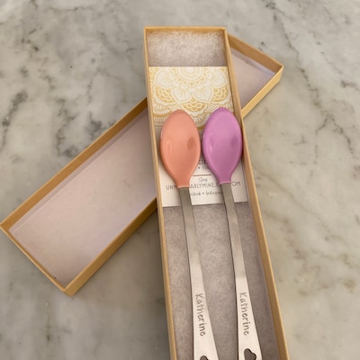 Personalized Baby Spoons, Set of 2 Custom Baby Girl Spoons, Engraved ...