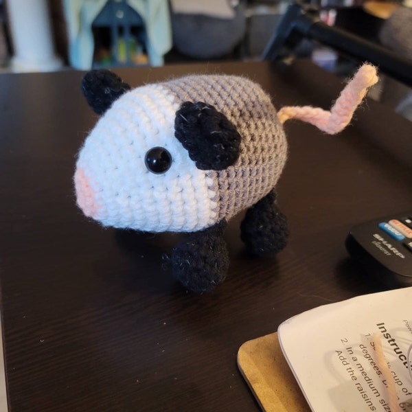 Crochet Possum Pattern NO SEW Opossum Laying Down Sploot Regular Size ...