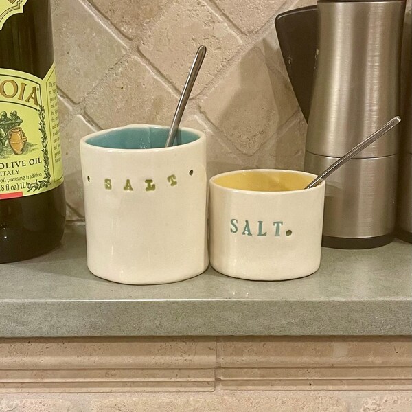 Whimsical Hand Built Porcelain Salt Cellar ... Pottery Salt Container ...