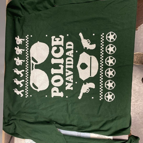 Police Navidad Ugly Christmas Sweater Men's Short Sleeve or Long Sleeve ...