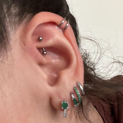 16G Dangle Cartilage Earring Stud/hidden Helix Piercing/conch Piercing/curved Bar Piercing ...