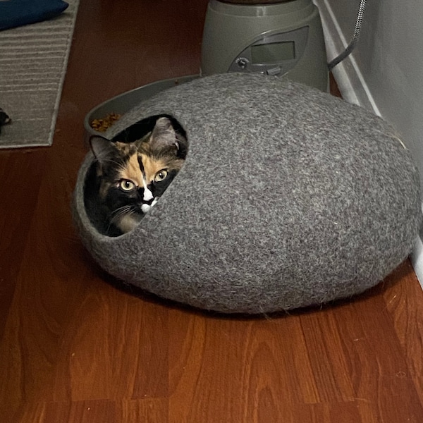 Modern Cat Cave, Dog Bed From Natural Wool, Felt Pets House Bedding ...