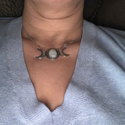 Triple Moon Necklace Made in Cornwall Rainbow Moonstone - Etsy