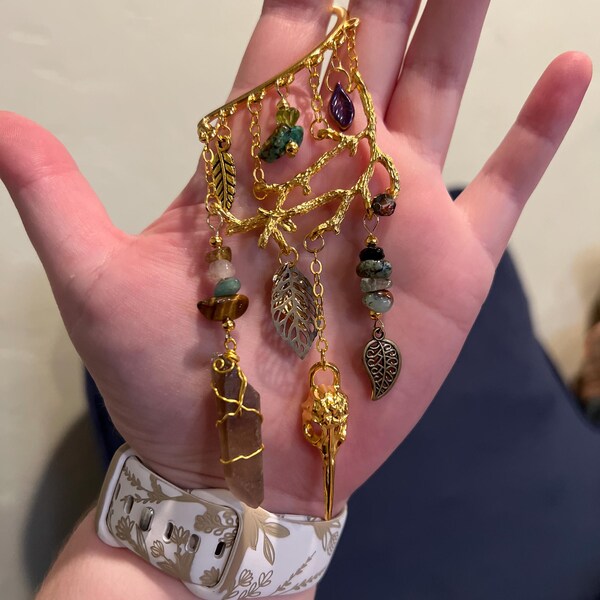 Luna Raven Ear Cuff With Purple Quartz Crystal, Bird Skull Ear Cuff ...