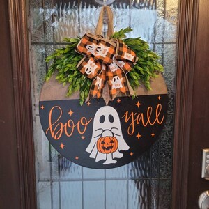 Halloween Front Door Decor Halloween Wreath Boo Y'all Ghost Halloween ...