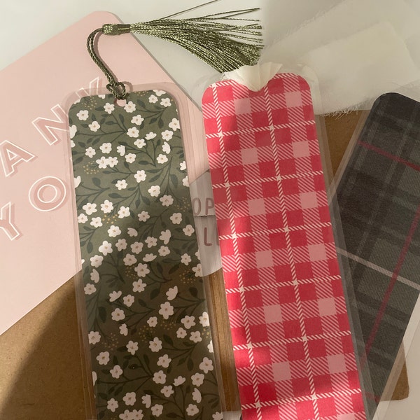 Laminated Bookmarks- Double-sided Floral Designs in Green, Blue, and ...