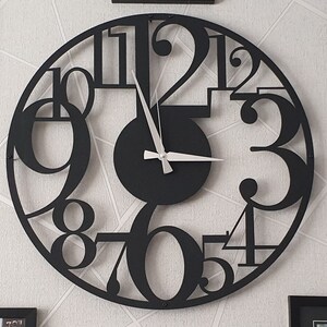 Corsiva Italic Numbers Metal Wall Clock 45cm Modern Designer | Etsy UK