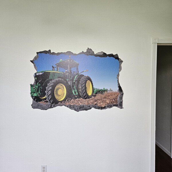 Green Tractor Wall Decal 3D Art Stickers John Deere Vinyl Wall Decor - Etsy