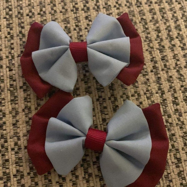 Royal Blue and Golden Yellow Fabric School Bows on Thick Bobbles - Etsy