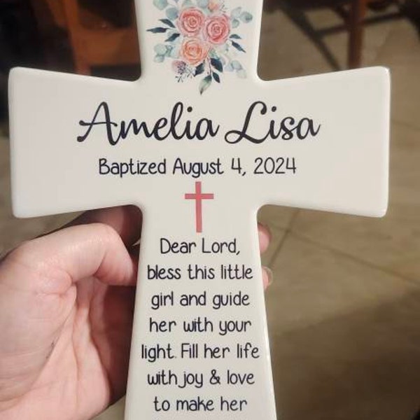 Personalized Children's Cross, Keepsake Cross, Baptism Gift for Girls ...