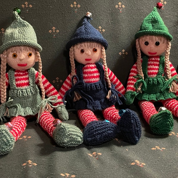Ginger and Snap Elves Pdf Knitting Pattern Download - Knitted Flat ...