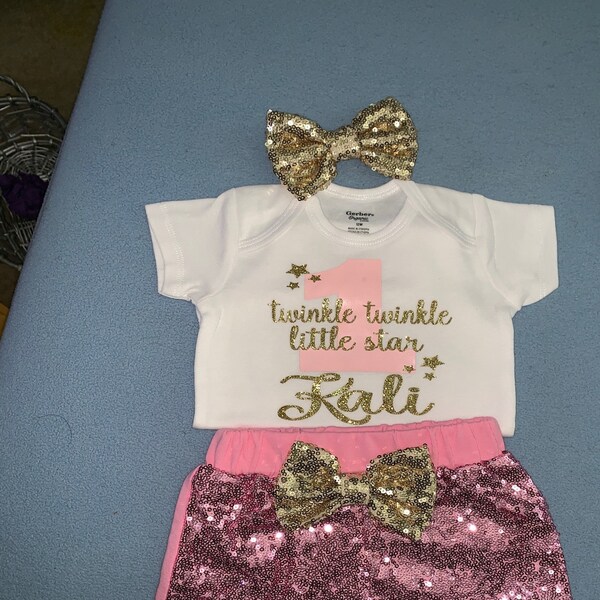 Personalized Twinkle Twinkle First Birthday Shorts Outfit, First ...