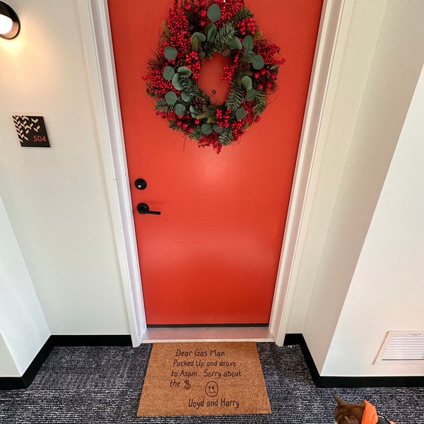 Dumb and Dumber Doormat - Dear Gas Man Quote - Lloyd and Harry - Funny ...
