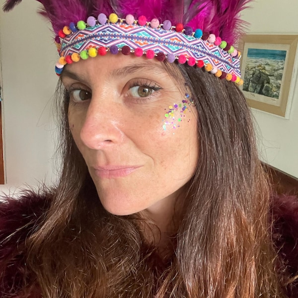 Handmade Green Feather Crown Headdress - Etsy
