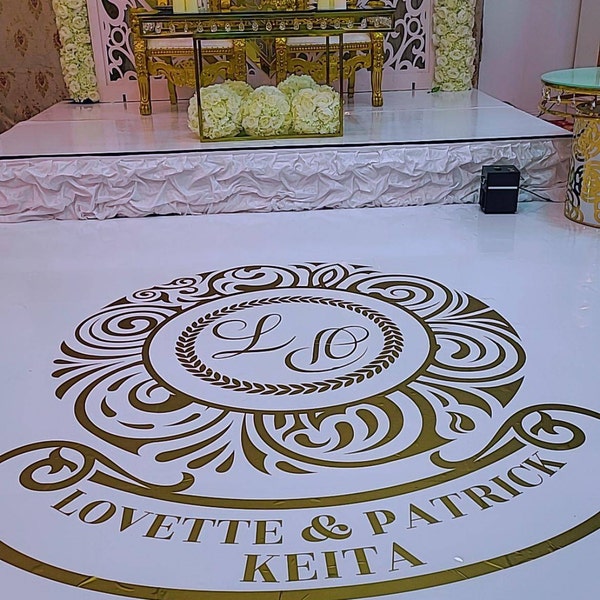 Personalized Wedding Dance Floor Sticker, Wedding Floor Monogram Mural ...