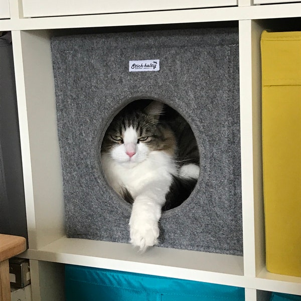 Felt Cat Cave Fits Into Ikea Expedit and Kallax, Cat Cube, Felt Cat Bed, Cat House, Pet Bed ...