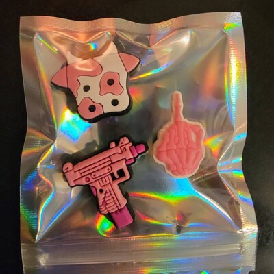 New Trending Pink and White Croc Compatible Shoe Charms, Clog Charms ...